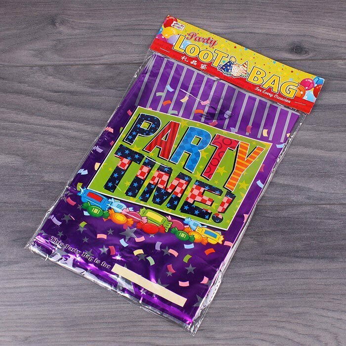 Пакет подарочный Party Time 19х28см фольга набор 10шт фиолетовый, именной