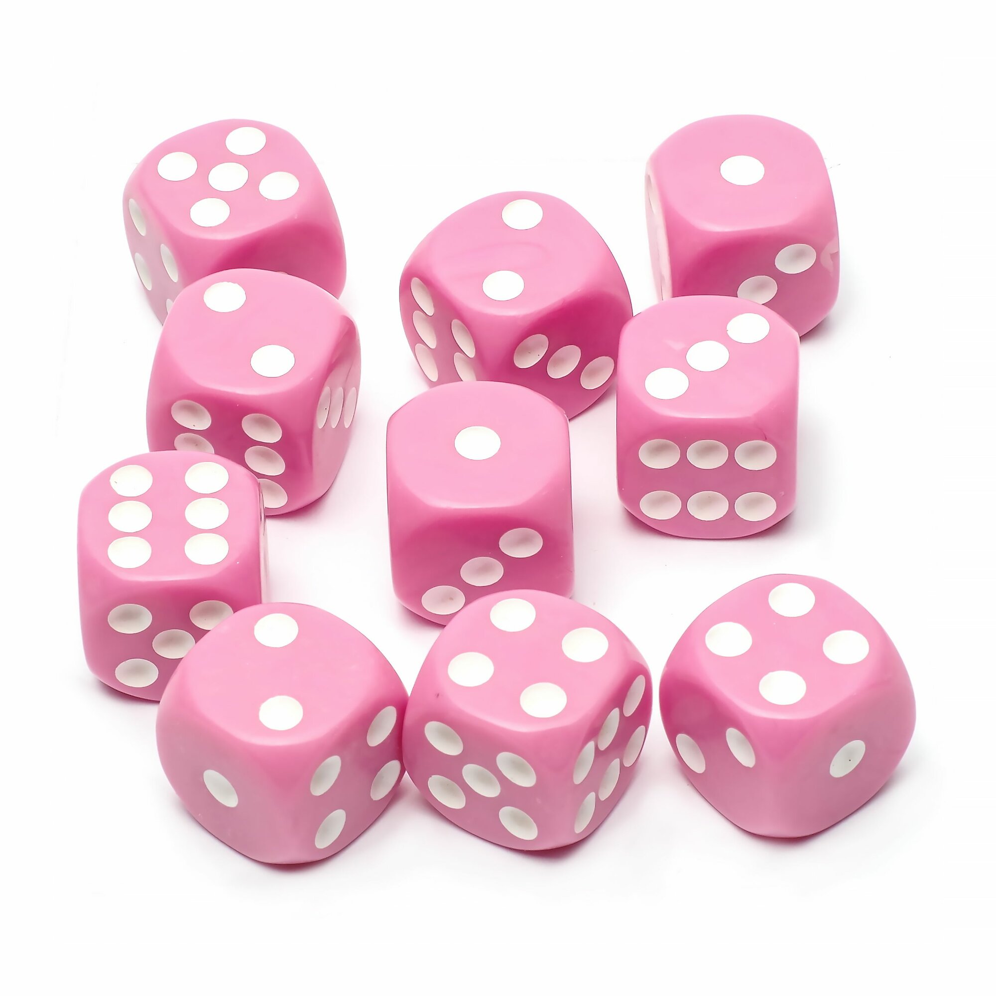 Набор цветных кубиков STUFF-PRO d6 (10 шт, 16мм, стандарт) розовый