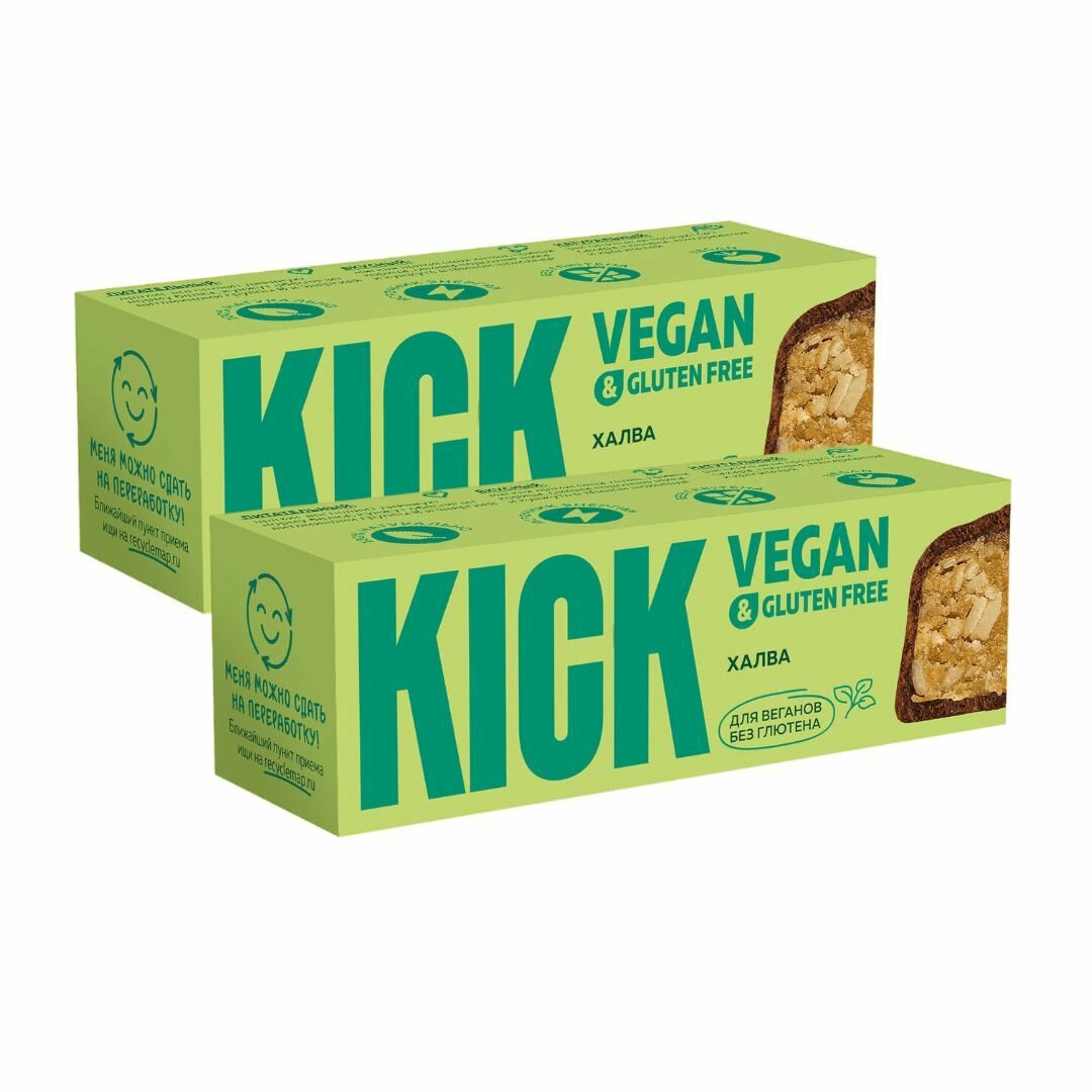 Батончик "KICK" халва с корицей, семенами тыквы и кунжута в темном шоколаде, без глютена 45 гр (2 шт. в наборе)