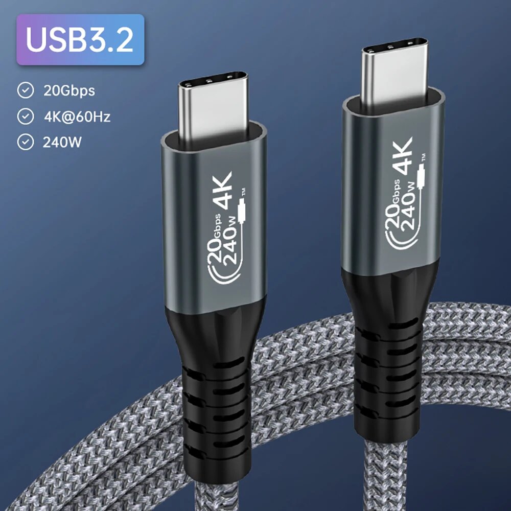USB 3.2 Gen2*2 20 Гбит/с Кабель Type-C к Type-C 5 м 2 м