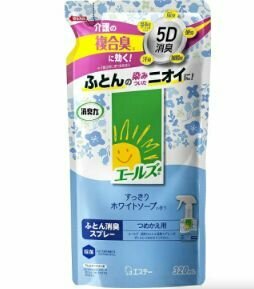 ST Спрей-освежитель "SHOSHU RIKI" для нейтрализации специфичных запахов с текстиля (аромат цветочного мыла) 320 мл, мягкая упаковка