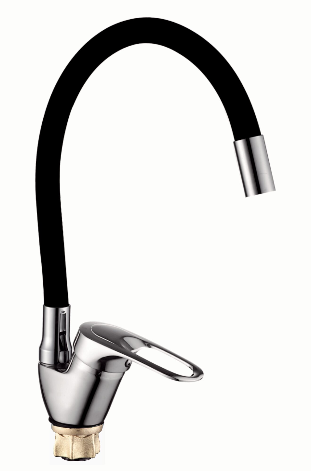 Кухонный смеситель с гибким черным изливом на гайке, эко-алюминий A3193-2