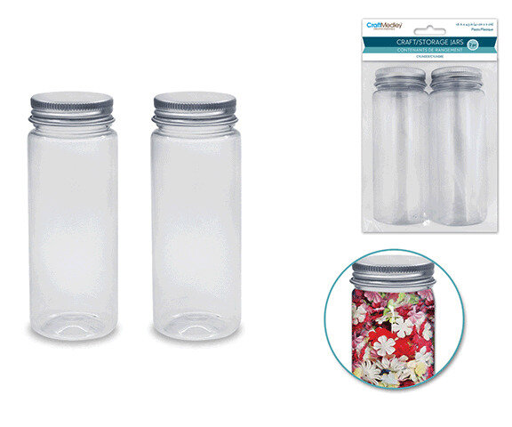 Набор баночек с винтовой алюминиевой крышкой для бисера. Высота 11 см. - (2 шт.)