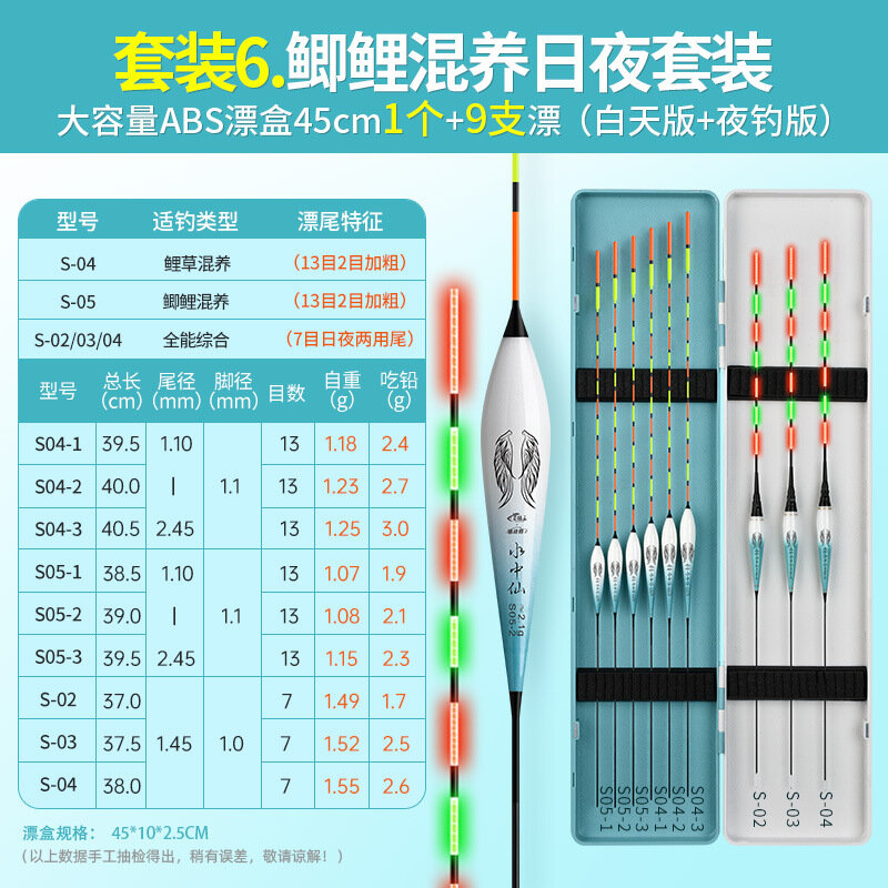 Набор поплавков, полный набор, высокая чувствительность, утолщенные, привлекательные, набор поплавков для дикой рыбалки, настоящий легкий поплавок для мелководья, поплавок для карася, коробка для поплавков