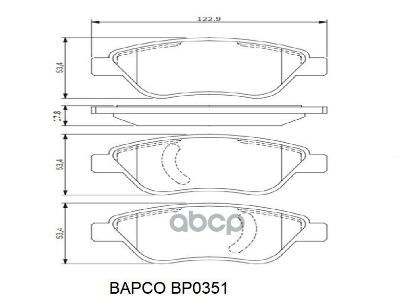 Колодки тормозные дисковые передние BAPCO арт. BP0351