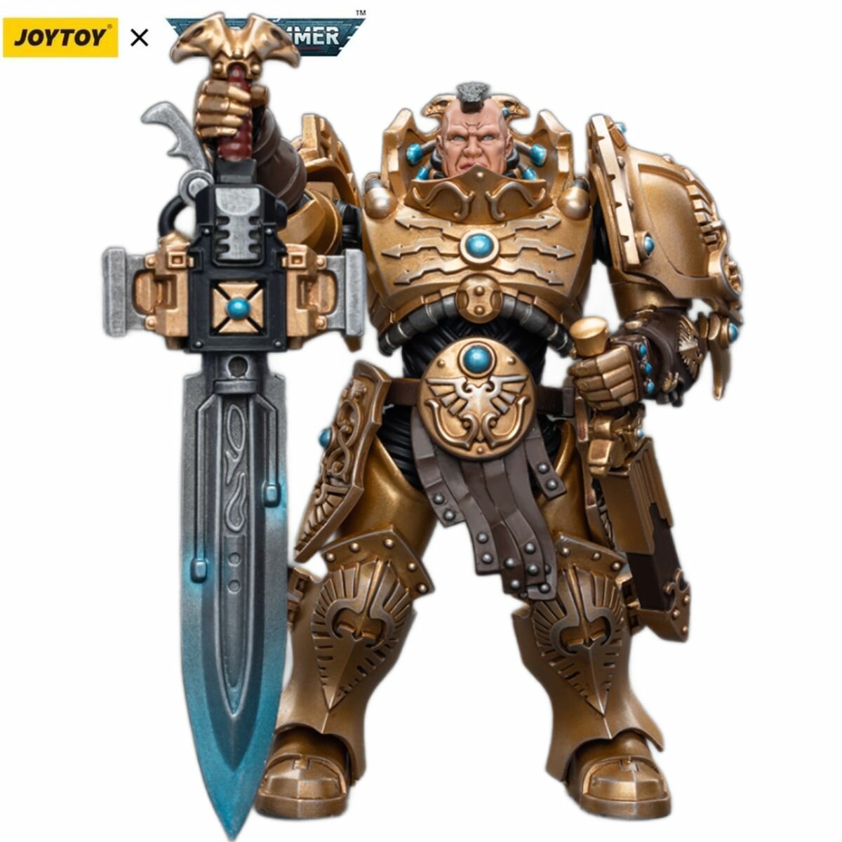 Подвижная фигурка JOYTOY Warhammer 40K 1/18 Адептус Кустодес Хранитель-страж с клинком часового Подарочная модель