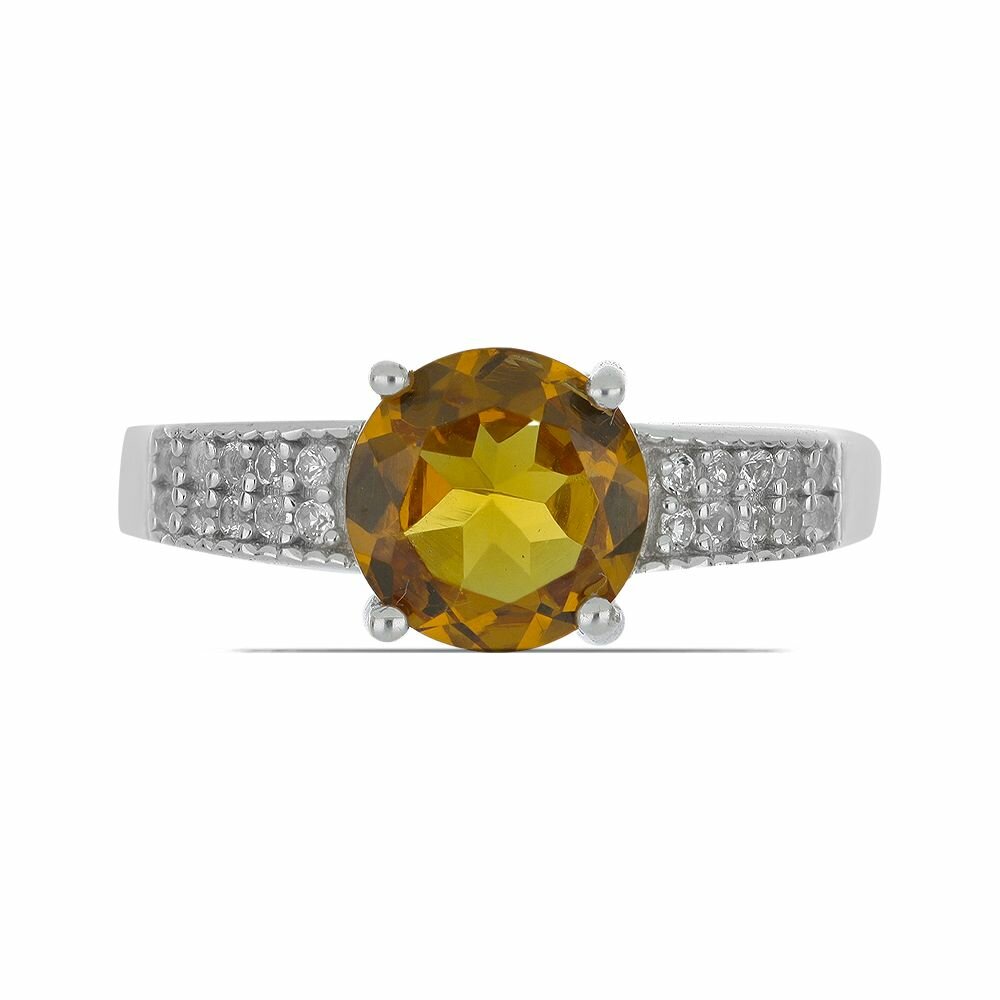 Кольцо, серебро, 925 проба, родирование, топаз, султанит синтетический