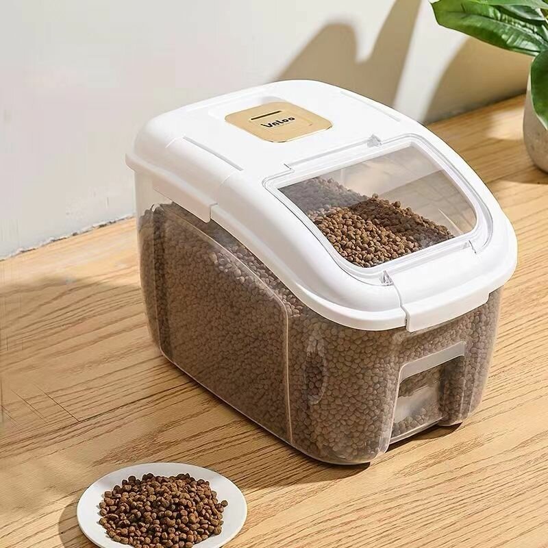 Контейнер для корма для домашних животных,20-литровый (oколо 10 кг)белый контейнер для корма домашних животных - большая емкость для хранения, доступная в магазине "магазин твоего друга"