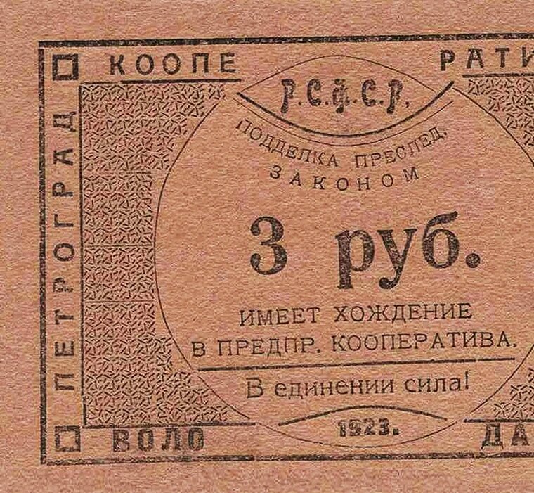 3 рубля 1923 года РСФСР Володарец сувенирная копия боны, банкноты и купюры редкие коллекционные