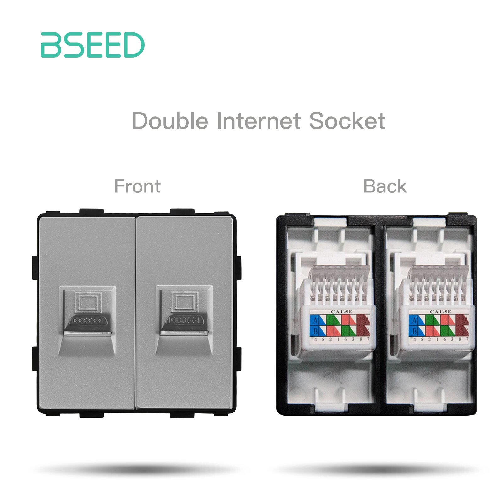 Розетка двойная RJ45 BSEED, серая, Double CAT5