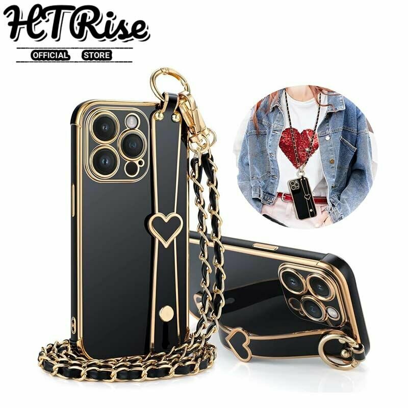 Чехол для iphone 16 ProMax (Айфон 16 проМакс)противоударный с защитой камеры , Шнурок на шею для телефона с держатель браслета / бампер case для девочек