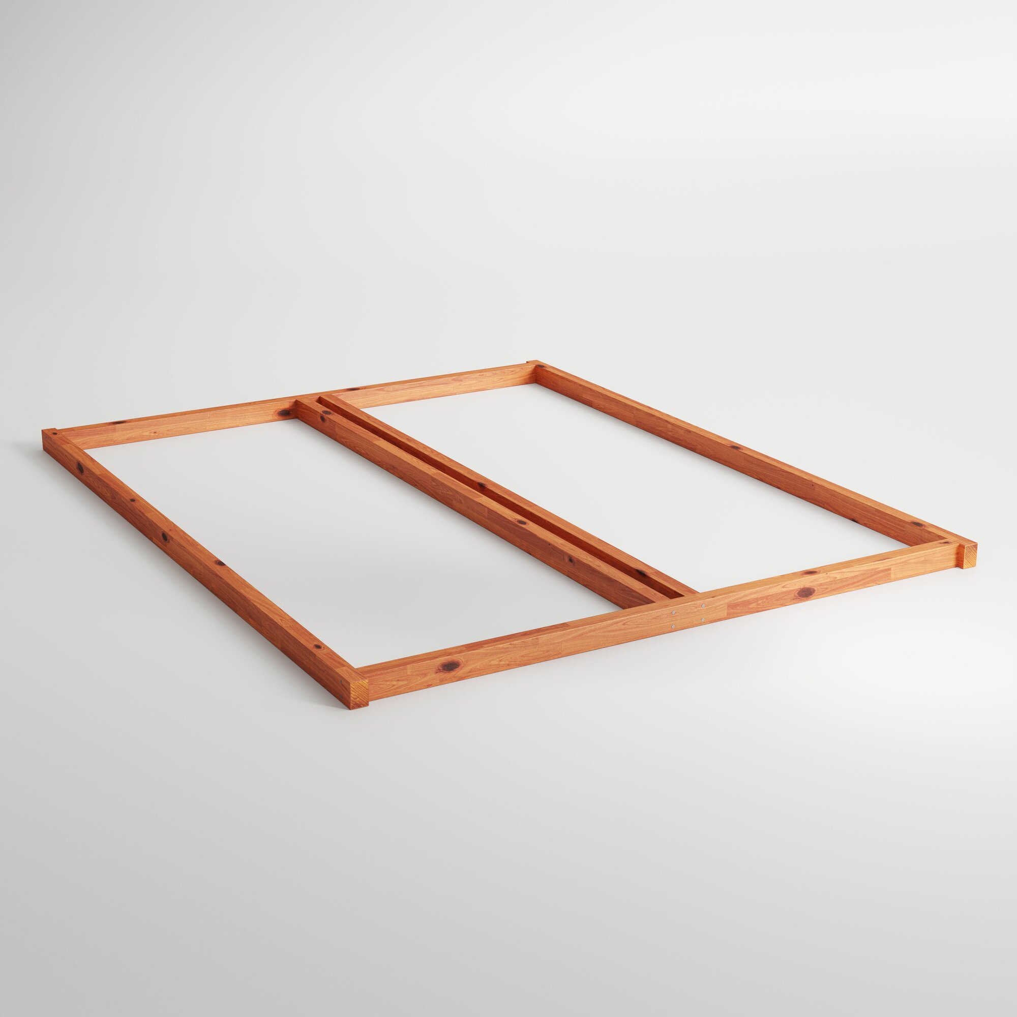 Кровать двуспальнаяв японском стиле, 140х190 см, из массива березы, Hansales, цвет красное дерево