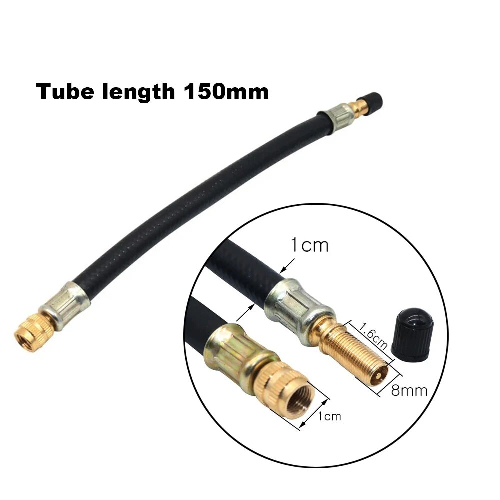 Удлинительная трубка воздушного насоса Мотоцикл Велосипед Автомобильные шины Шланг для накачивания воздуха Надувной насос Удлинительная трубка Адаптер Поворотная шина Автозапчасти Tube length 150mm