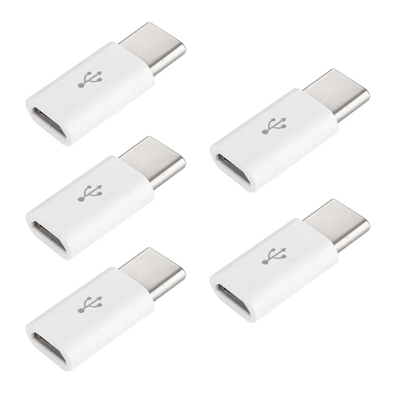 Портативный мини-адаптер для передачи данных USB 3,1 Micro To USB-C Type-C, конвертер 5 PCS White