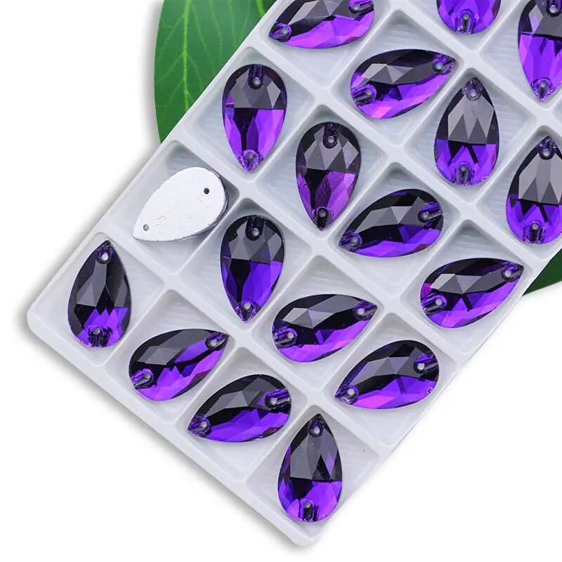 Стразы каплевидные стеклянные 72шт Фиолетовый, 11x18mm 28pcs, Deep Tanzantie
