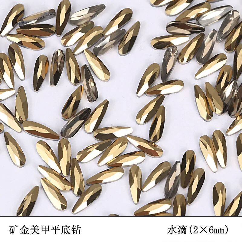 Золотые гематитовые бусины для ногтей 2x6mm (100шт)