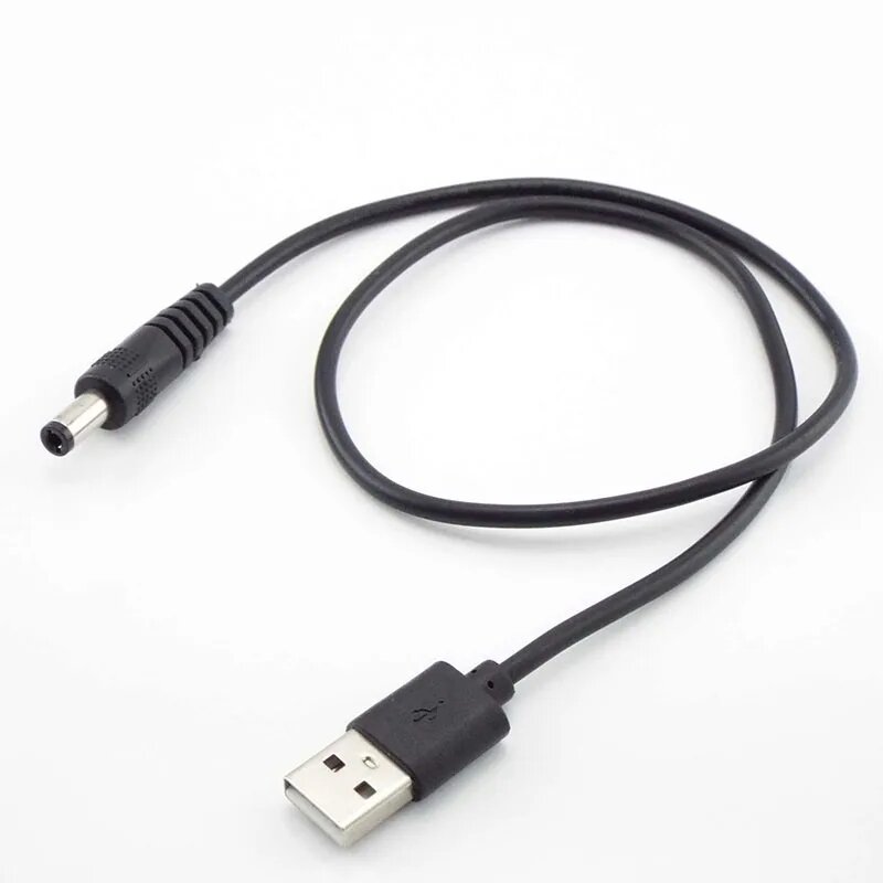 USB кабель 5В 5.5x2.1mm, 0.5M, черный