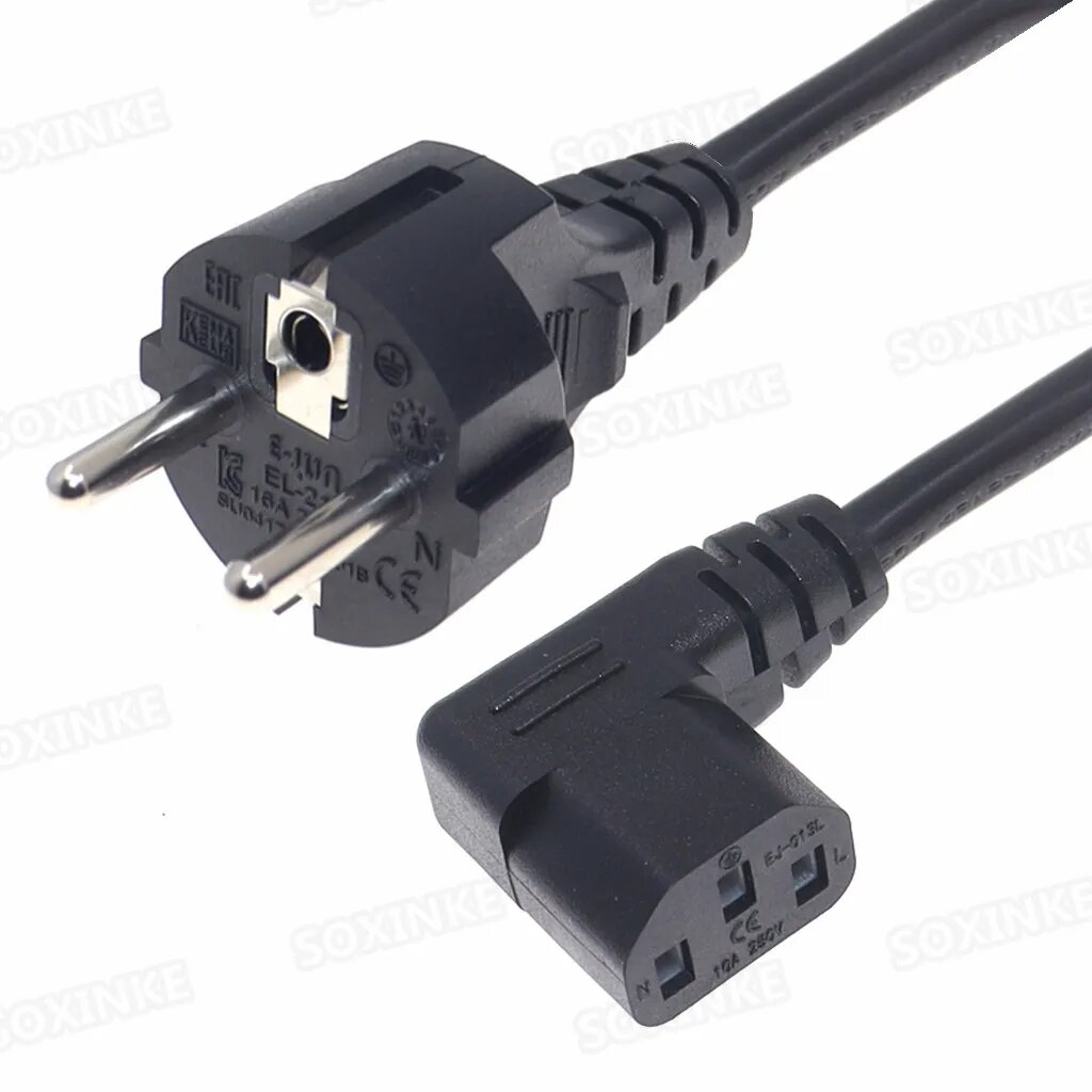 KYMISON Шнур питания черный 1,5 м Schuko to IEC C13 Left Angle