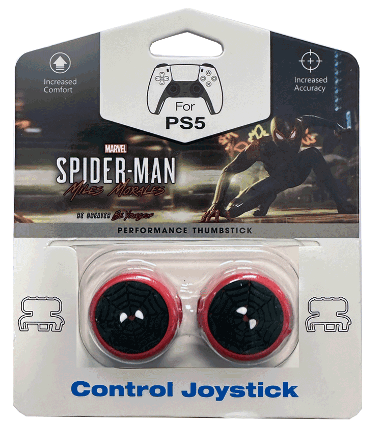 Силиконовые накладки + насадки на стики геймпада Sony PlayStation PS4/PS5 [Spider-Man Miles Morales][White/Red]
