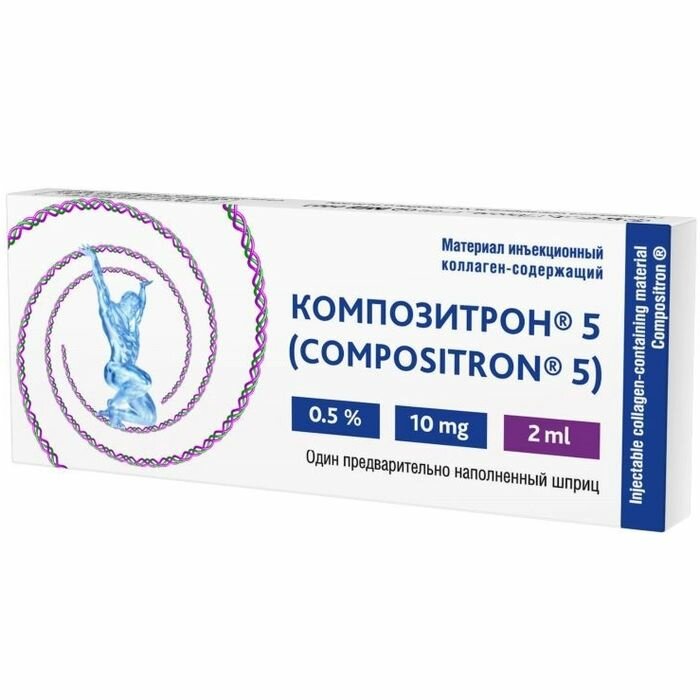 Композитрон 5 материал инъекционный коллаген-содержащий 0,5% шприц 2мл