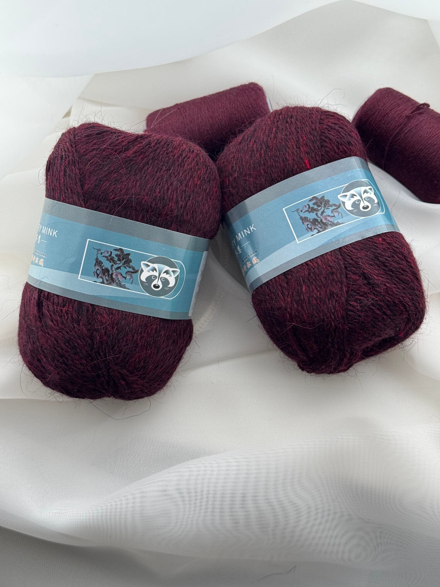 Пряжа "Пух Норки", для ручного и машинного вязания, всесезонная, длина 350м, вес 50г, 2 шт 823, Бордовый меланж