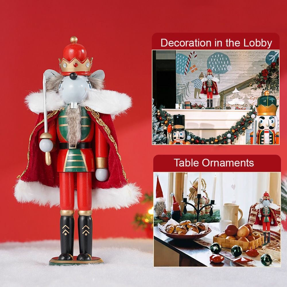 Щелкунчик на елку- раскрашенная игрушка 30cm (сплошная древесина) - деревянная солдатская кукла - ретро статуэтка / сувениры, украшение детской комнаты отдыха