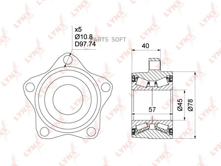 LYNXAUTO WB-1007 Подшипник ступицы передний FORD Transit 2.2D-3.2D 06-14 ()