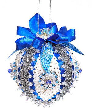 **НГ Набор д/творч(ВолшМастерская) Новогодний шар из пайеток Северное сияние (в тубусе) [пенопласт. шар, пайетки, бусины, бисер, ленты, тесьма, шнур, гвоздики-булавки] (ШП-11) (от 8 лет)