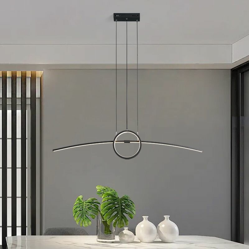 Черная или золотая светодиодная люстра. Длина 1000мм 30вт, современная ресторанная кухня светильник подвесной. Затемнение + Мобильное приложение