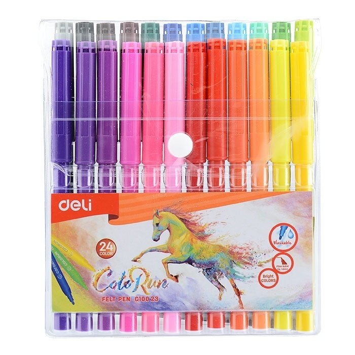 Фломастеры Deli 24 цвета, вентилируемые, "ColoRun" (EC10023)