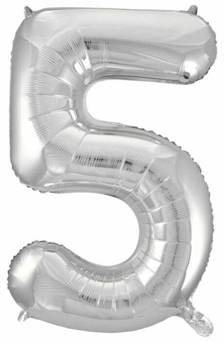 Воздушный шар Веселая затея "Цифра 5", Silver, 40 дюймов