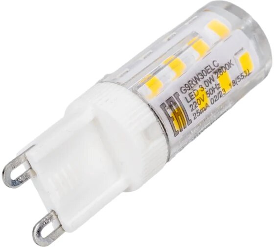 Светодиодная лампа кукуруза (G9) Ecola Corn micro 3,0W 2700K тёплый белый свет (G9RW30ELC) Экола 3 Вт