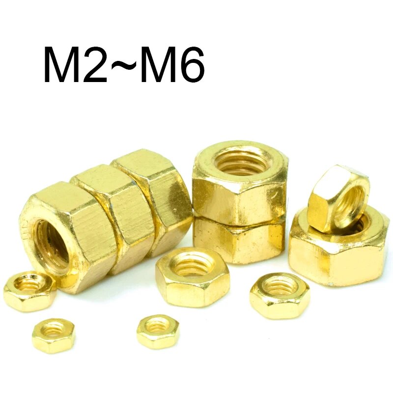 Гайки шестигранные титановые позолоченные М2-М6 M4-20PCS