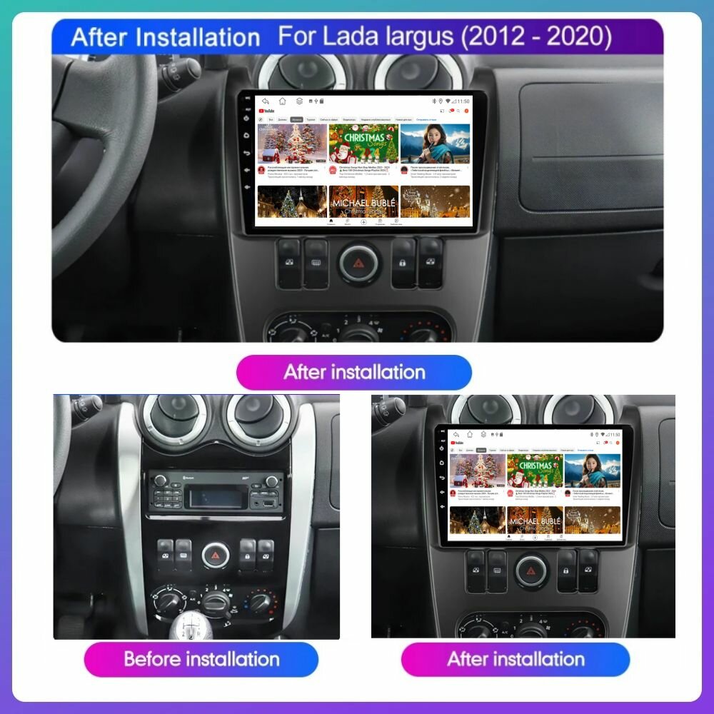 Штатная магнитола 2+32Гб для Лада ларгус/(EOM)Lada largus 2012-2020 2 DIN Android Auto Carplay Мультимедиа автомабиля