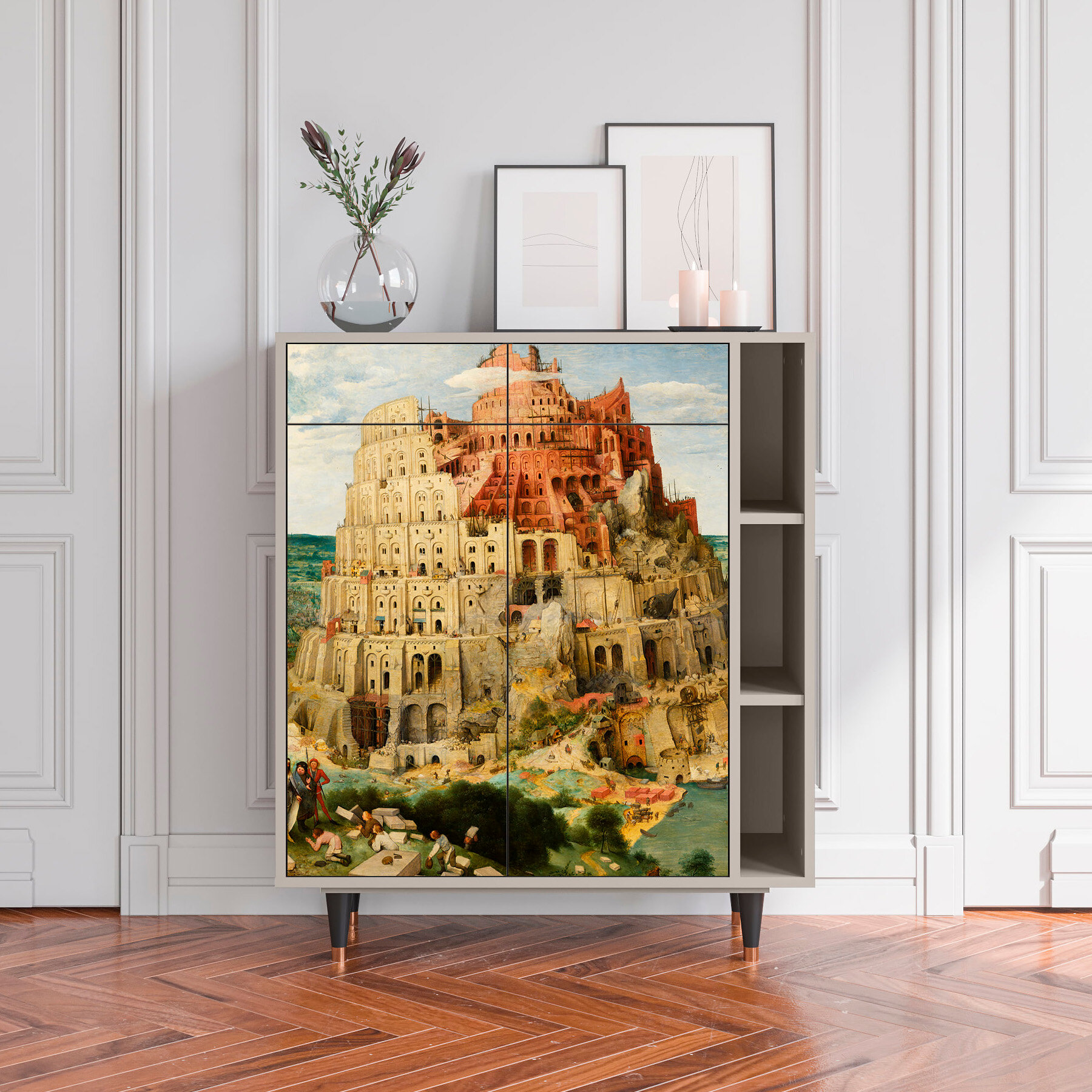 Комод - STORYZ - BS6 Elder The Tower of Babel by Pieter Bruegel, Размер - 94 x 110 x 41 см, Цвет корпуса - , Сатин