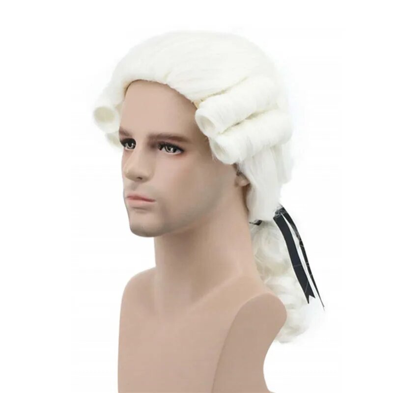 Синтетический мужской парик серый белый черный barrister wig White