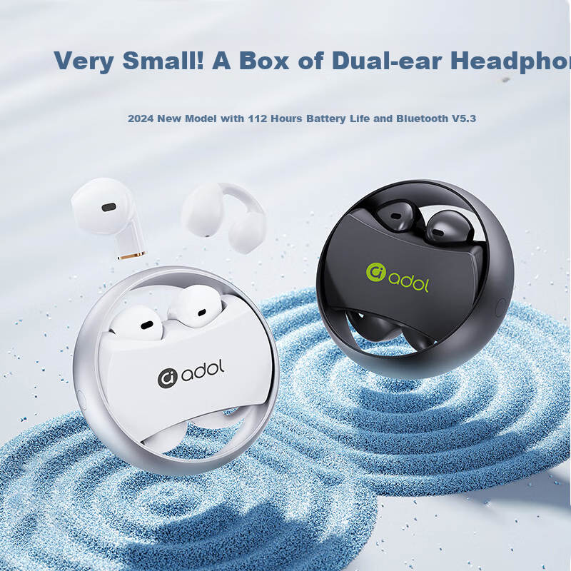 Adol ASUS A Bean Bluetooth Dual Headphones Open-ear Clip and Semi-in-ear Two Pairs Suitable for Apple Xiaomi Huawei TWS-J11 White