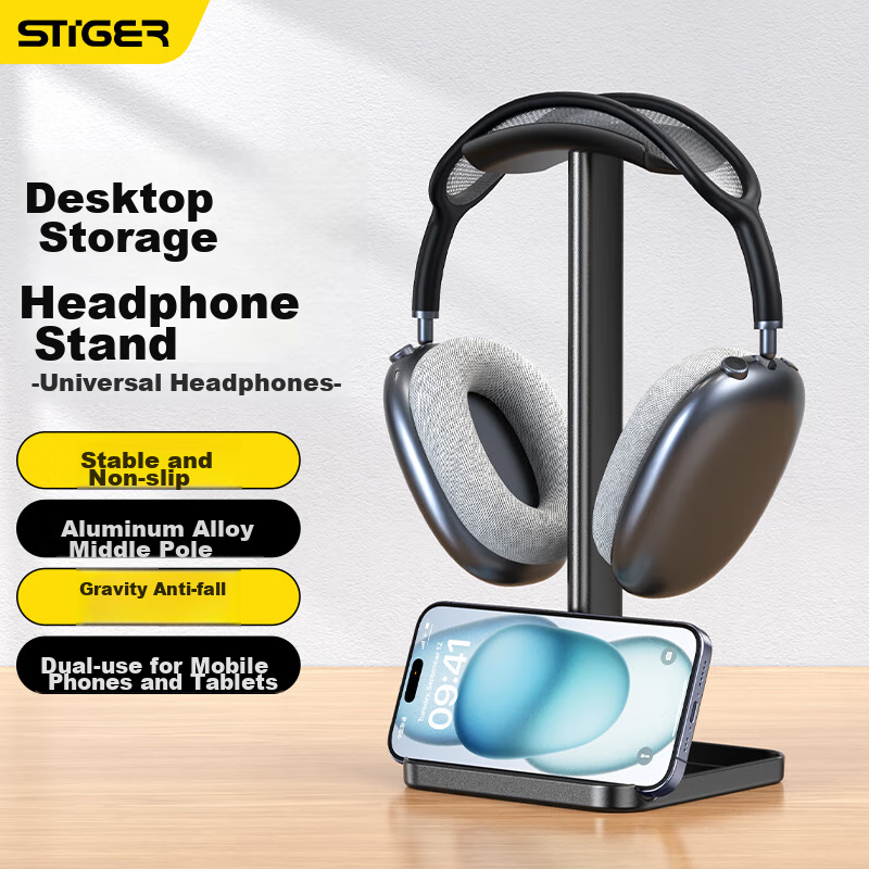 Stiger [Upgraded to Hold Phones And Tablets] Headphone Stand, Headset Holder, Computer Multi-Functional Stand, Razer Display Stand, Suitable for Sony, Storage Rack