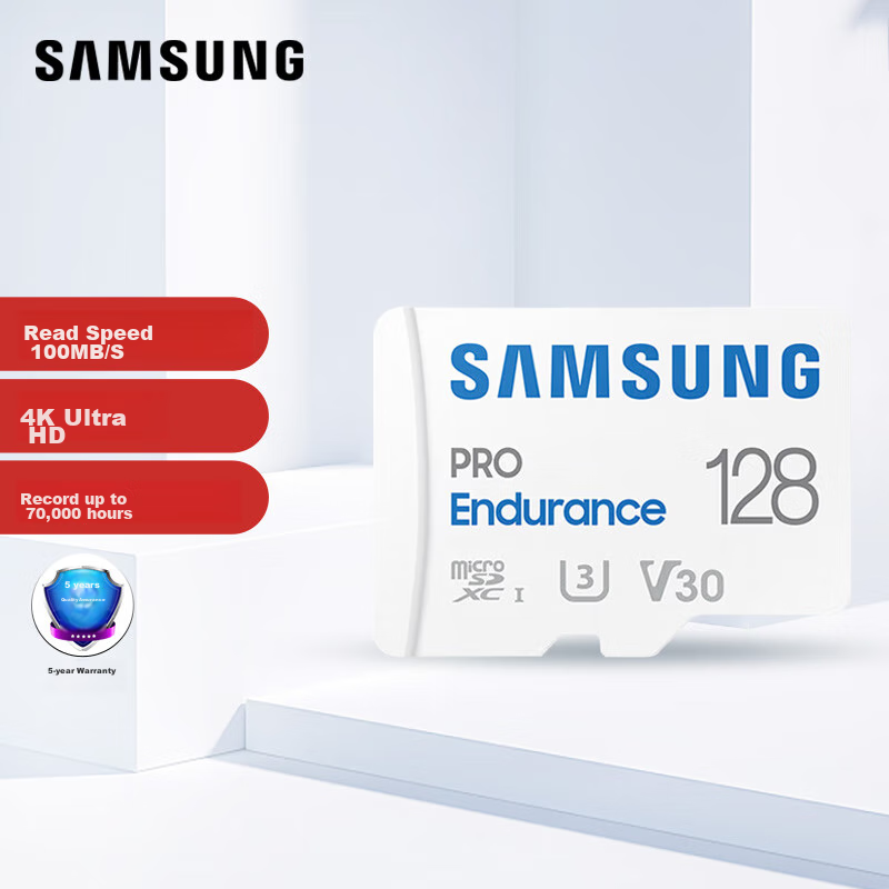 Карта памяти Samsung 128GB TF MicroSD Endurance V30 for Dash Cams, Security Monitoring Cameras, Read Speed 100MB/s