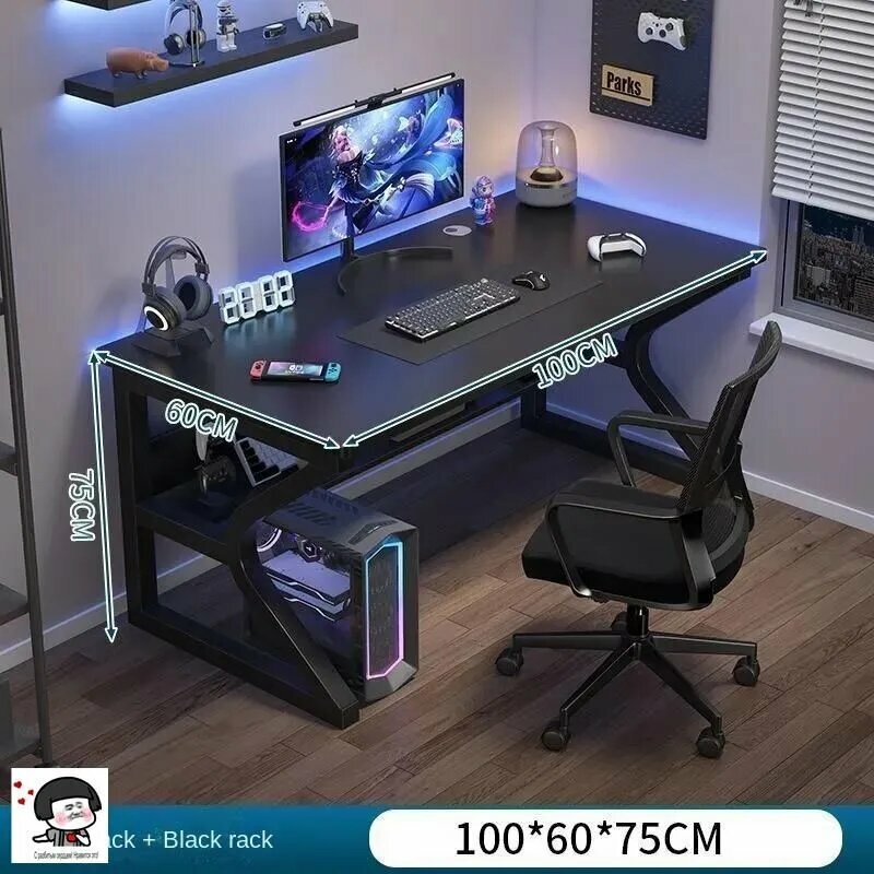 Игровой компьютерный стол, письменный стол, 100х60х75 см，черное
