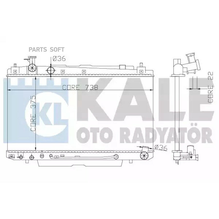 KALE 366100 Радиатор охлаждения для а/м Toyota RAV 4 (00-) AT паяный ()