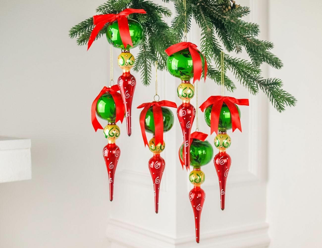 Набор ёлочных украшений фиалы 'фьориччи', стекло, 20 см, 6 шт, EDG 6500206A774-набор