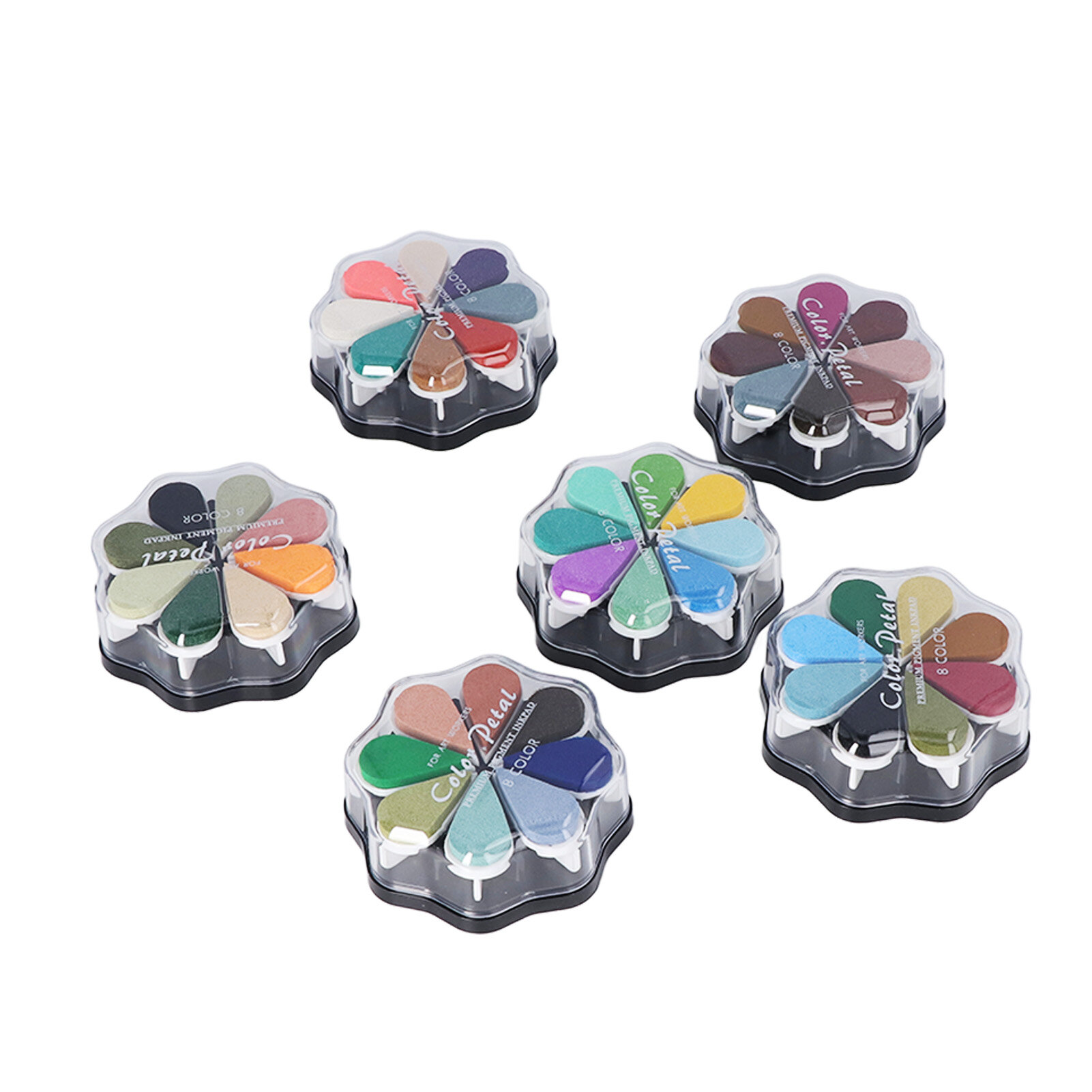 6 шт. моющиеся чернильные подушечки в форме лепестков 8 металлических цветов сильное покрытие DIY моющиеся чернильные подушечки для резиновых штампов