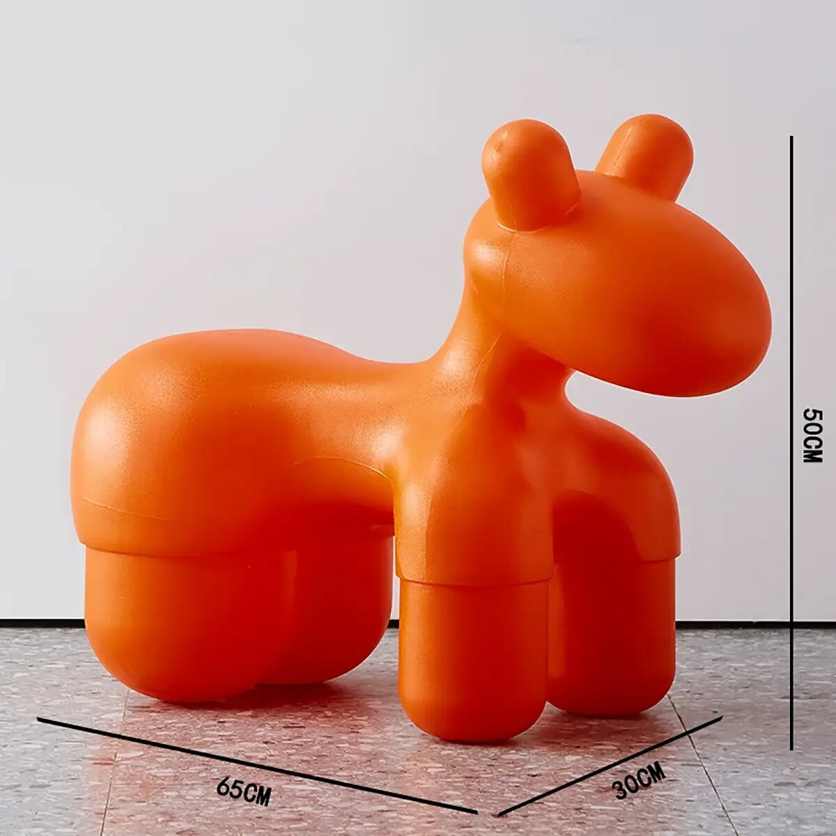 Табурет для гостиной и детской из пластика в стиле Pony Chair (цвет оранжевый 65*30*50 см)