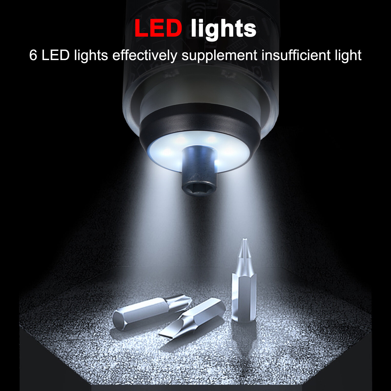 Набор электрических отверток 32 в 1, аккумуляторная отвертка, 7 скоростей, регулируемая, со светодиодной подсветкой, переключатель прямого и обратного хода, сенсорный экран, цифровой дисплей, темно-серый