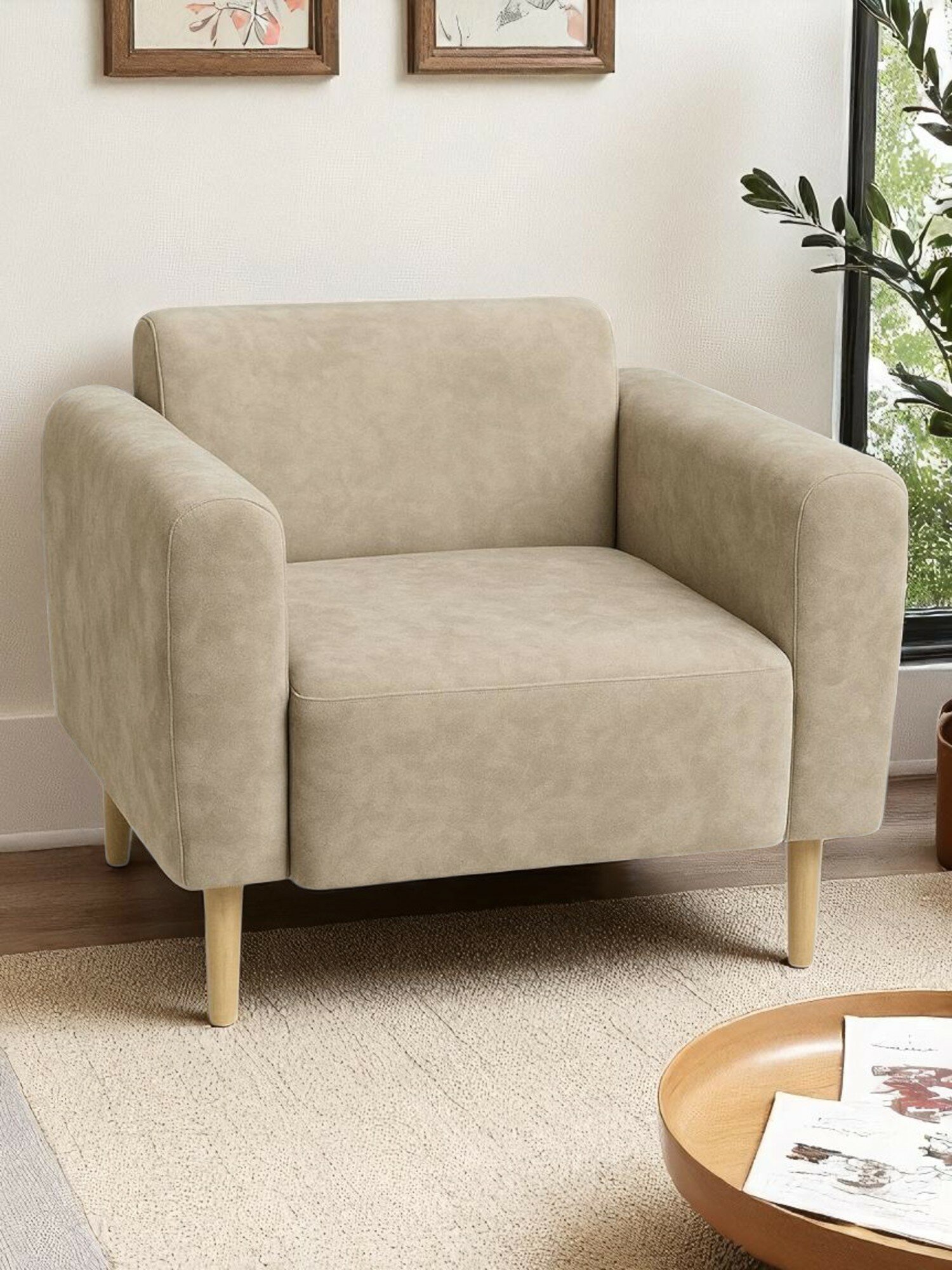 Кресло Рондо в гостиную, мягкое для дома и отдыха, велюр Jawa Cream 01