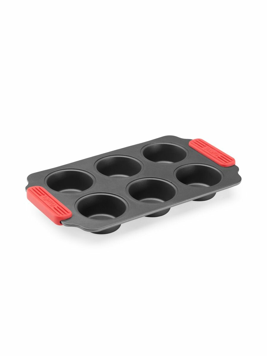 Форма для маффинов LEKUE антипригарная 6 ячеек серая 887383