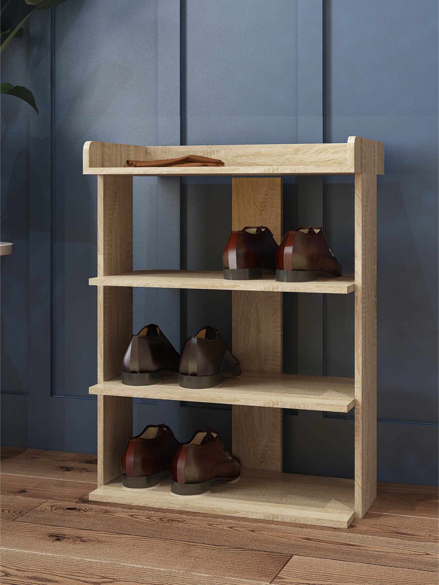 Обувница напольная Норд 4, 50 x 30 x 76.4 см, ЛДСП, дуб сонома