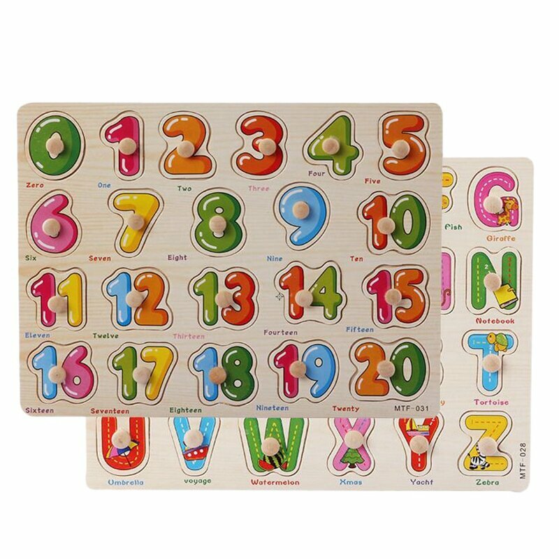 Раннее детство s цифровые буквы Hand Grab d 3D zzle Interactive s Baby Wooden