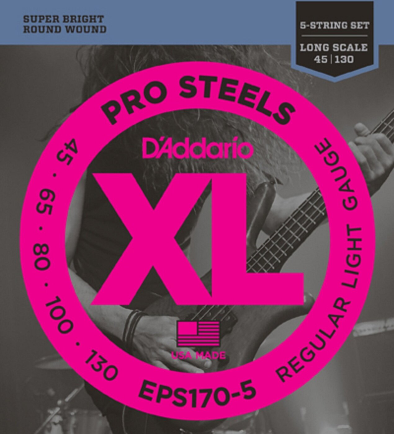 Комплект струн для 5-струнной бас-гитары D'Addario EPS170-5